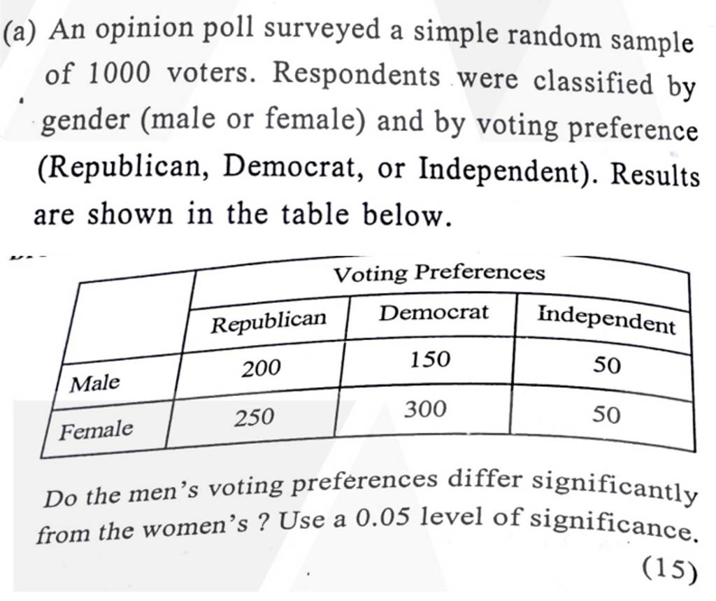 (a) An opinion poll surveyed a simple random sample of 1000 voters. Respo..