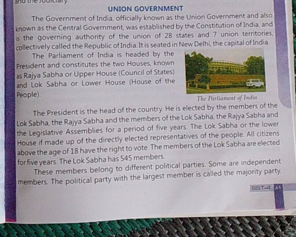 The Government of India, officially known as the Union Government and als..