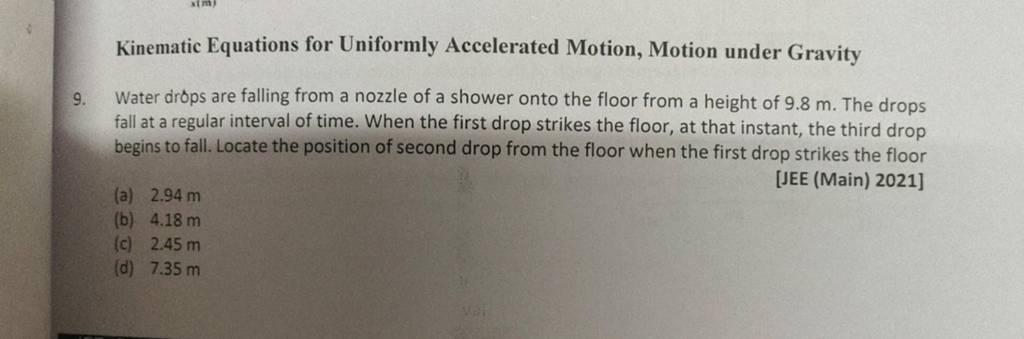 Kinematic Equations for Uniformly Accelerated Motion, Motion under Gravit..