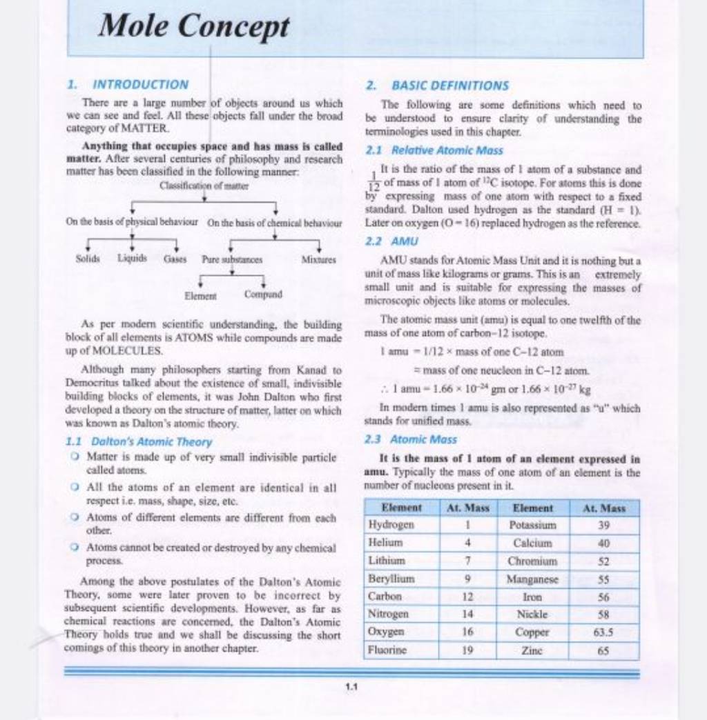 Mole Concept 1. INTRODUCTION 2. BASIC DEFINITIONS There are a large numbe..