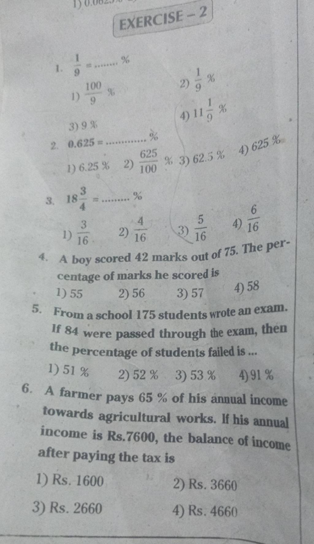 A boy scored 42 marks out of 75 . The percentage of marks he scored is..