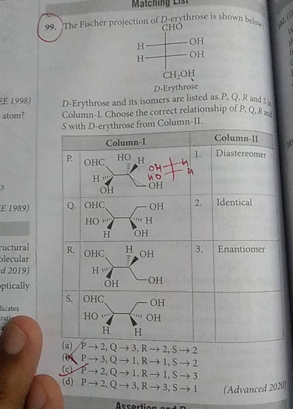 99. The Fischer projection of D-erythrose is shown below: D-Erythrose D-E..