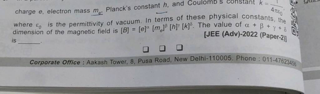 charge e, electron mass me′ Planck's constant h, and Coulomb s constant