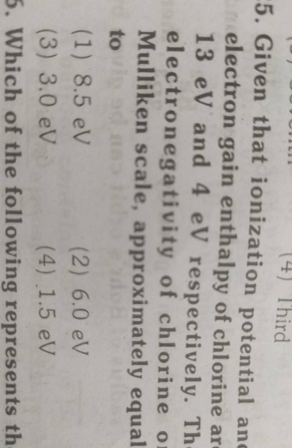 Given that ionization potential an electron gain enthalpy of chlorine ar