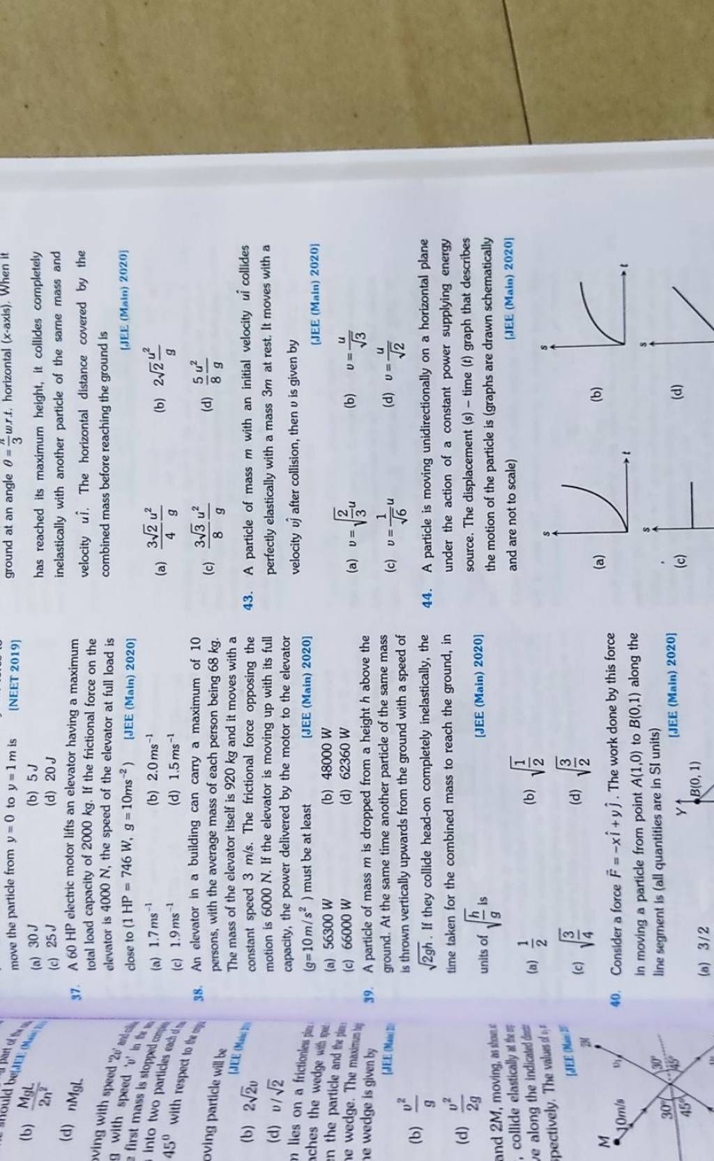 A Particle Of Mass M With An Initial Velocity Ui Collides Perfectly Elast