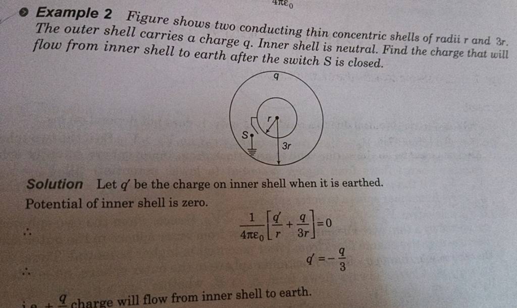 Example 2 Figure Shows Two Conducting Thin Concentric Shells Of Radii R
