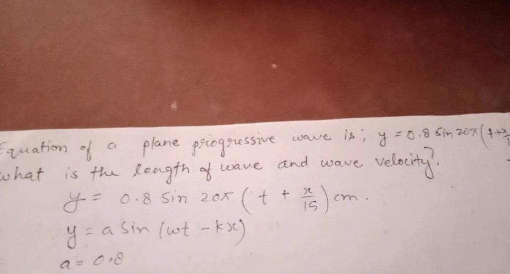Equation Of A Plane Progressive Wave Is Y 0 8sin20π 1 X What Is The Len