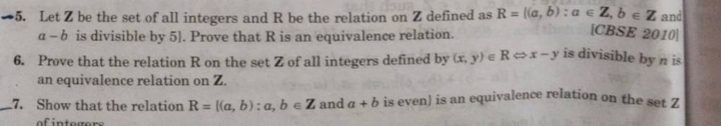 -5. Let Z be the set of all integers and R be the relation on Z defined a..