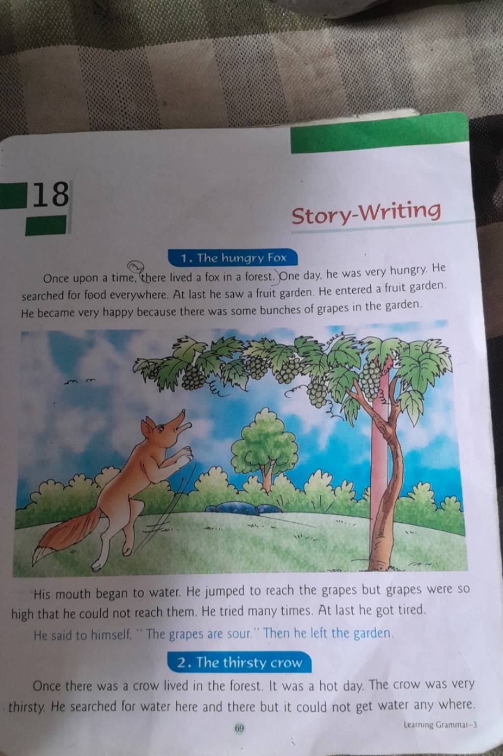 18 Story-Writing Once upon a time, there lived a fox in a forest. One day..