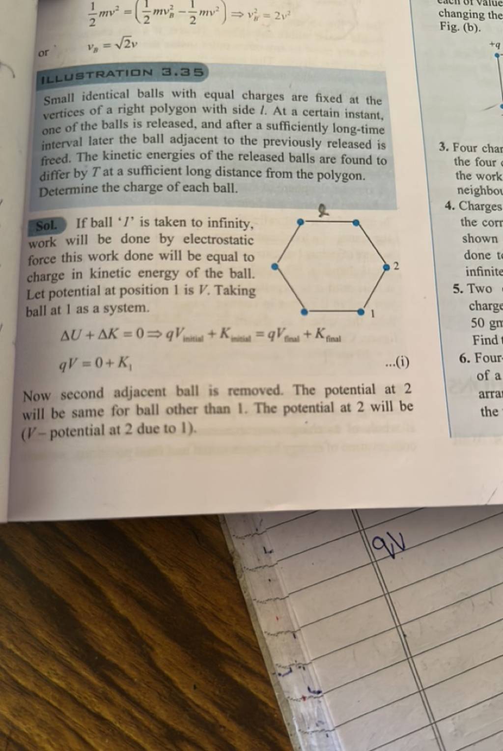 21 mv2=(21 mvB2 −21 mv2)⇒vE2 =2v2 or vi =2 v ILLUSTRATION 3.35 Small iden..