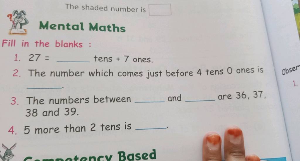The shaded number is Mental Maths Fill in the blanks : | Filo