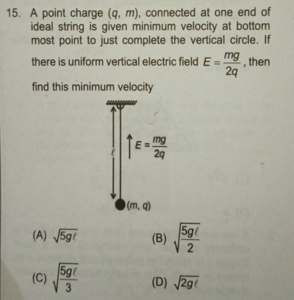 A point charge (q,m), connected at one end of ideal string is given minim..