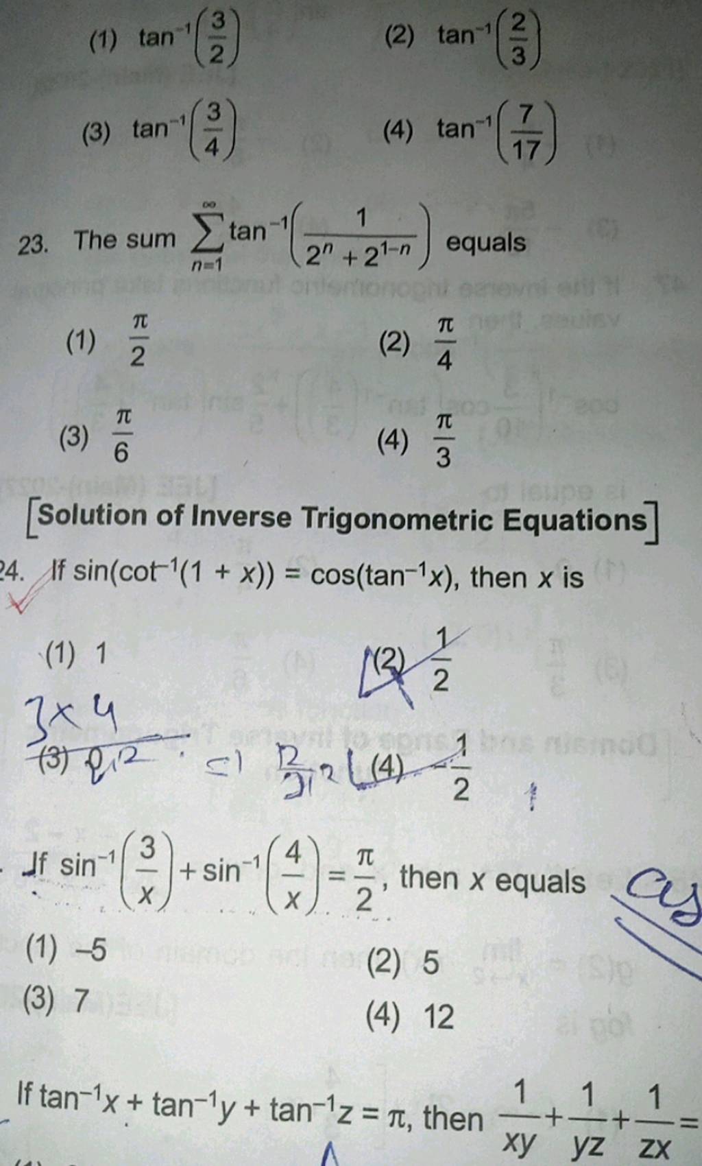 [solution Of Inverse Trigonometric Equations] 4 If Sin Cot−1 1 X Cos T