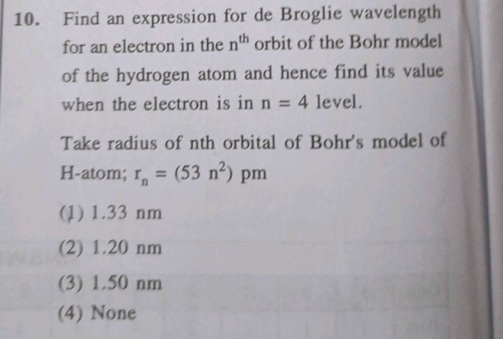 Find An Expression For De Broglie Wavelength For An Electron In The Nth