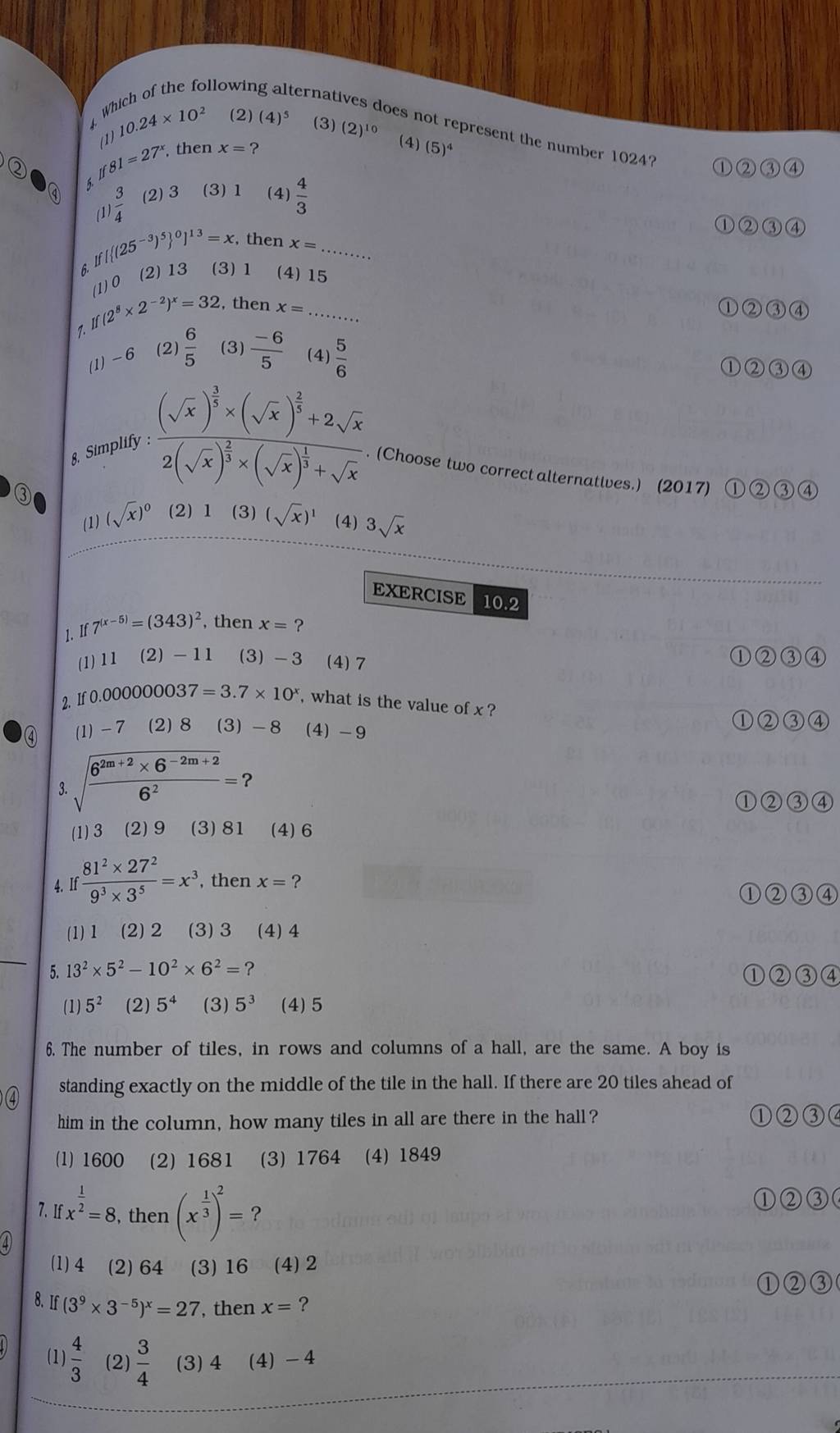 The number of tiles, in rows and columns of a hall, are the same. A boy i.. The number of tiles, in rows and columns of a hall, are the same. A boy i..