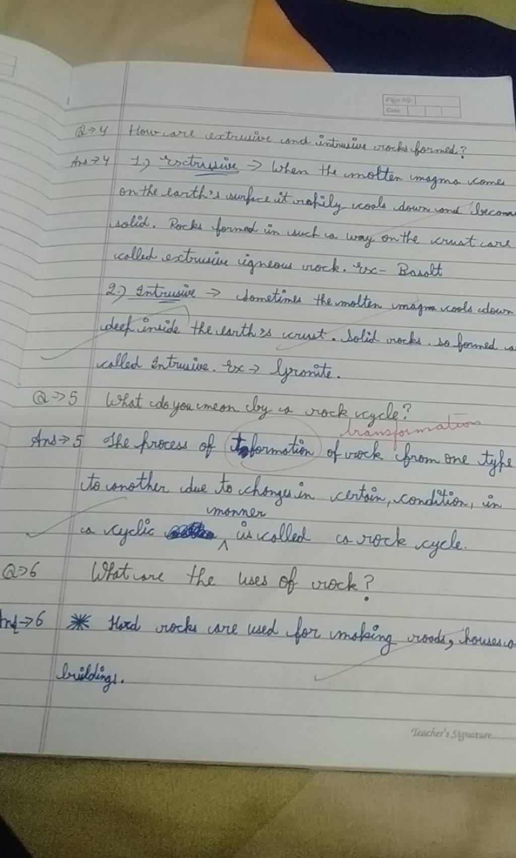 Q →4 How are extrusive and intrusive rocks formed? sis →41, resctusise →