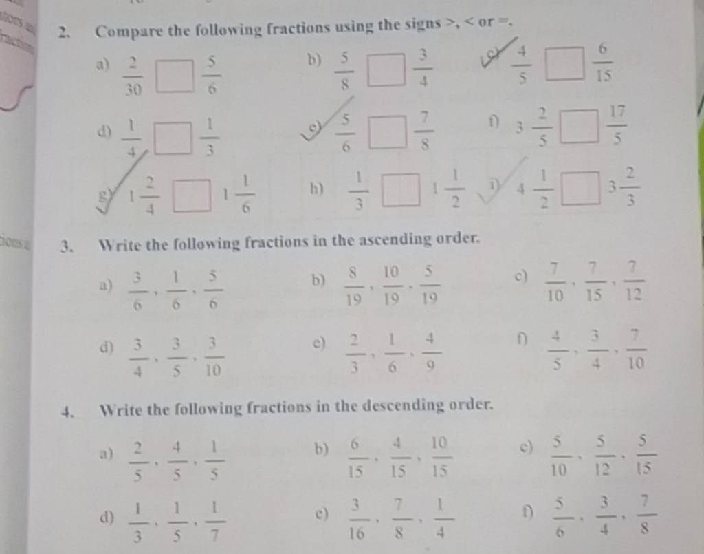 421 332 3 Write The Following Fractions In The Ascending Order Filo