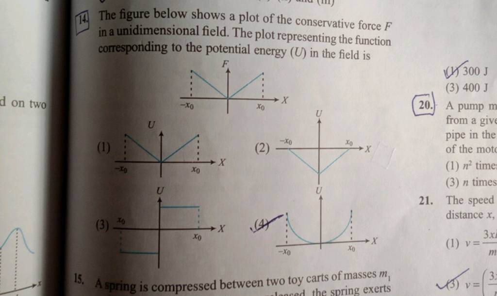 14. The figure below shows a plot of the conservative force F in a unidim..