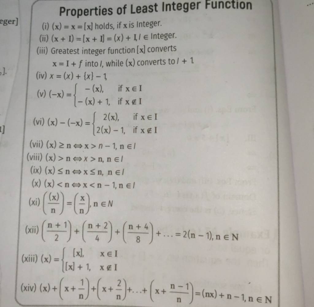 Properties Of Least Integer Function Filo 4711