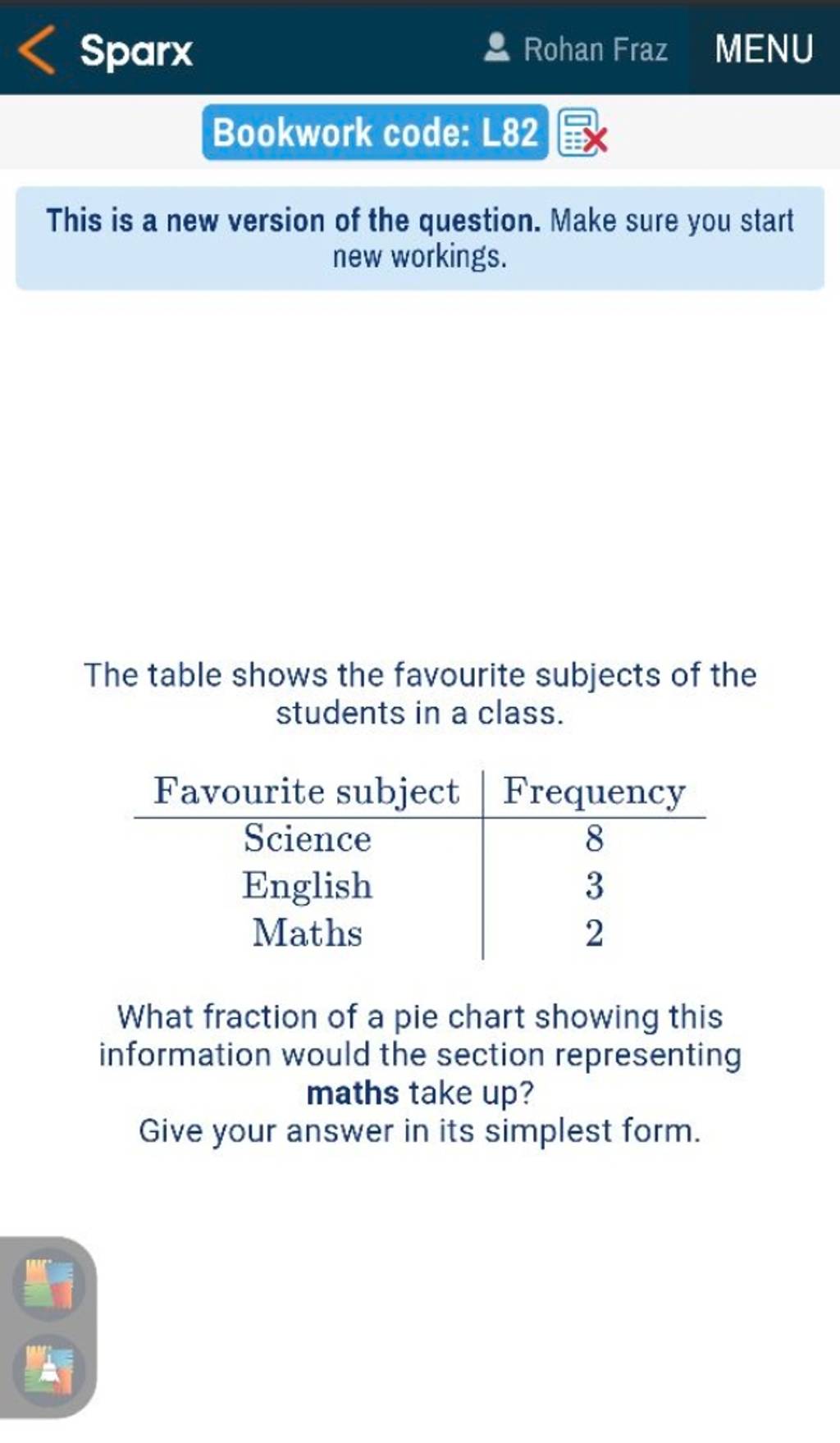 Sparx a Rohan Fraz MENU Bookwork code: L82 This is a new version of the q..