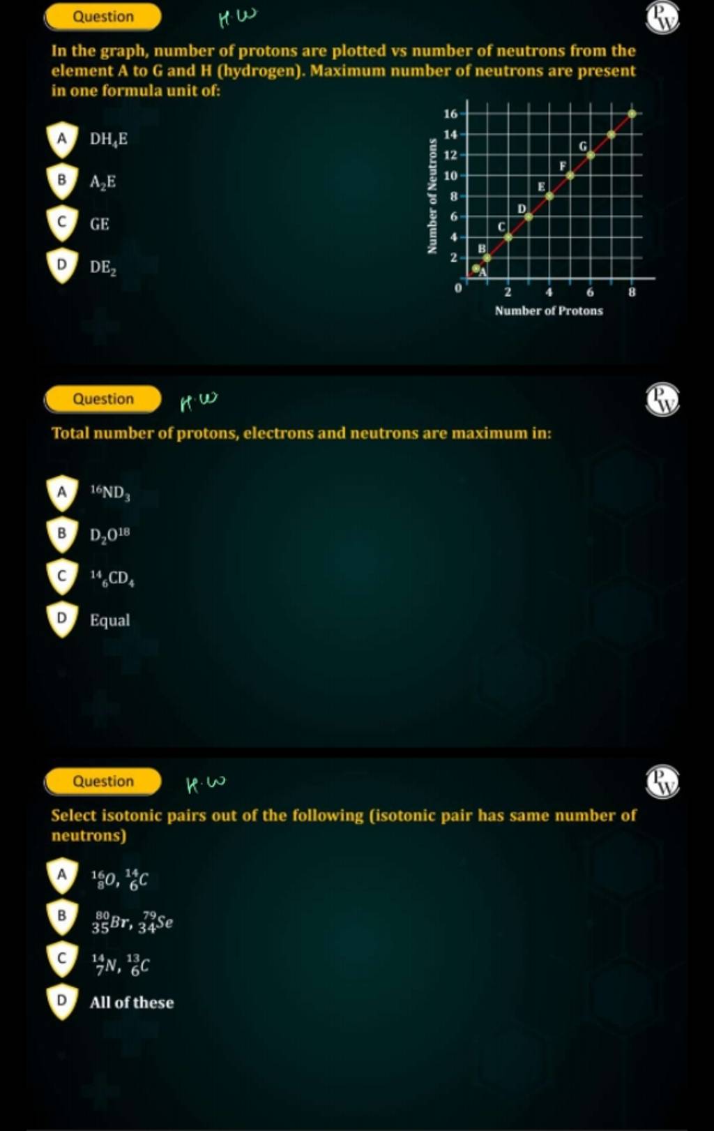 Question ни In the graph, number of protons are plotted vs number of neut..
