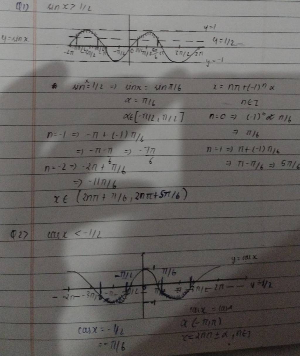 (41) sinx>1/2 \[ \begin{array}{l} \Rightarrow \quad \sin ^{x}=1 / 2 \Righ..