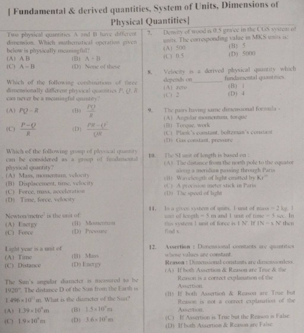 | Fundamental \& derived quantities, System of Units, Dimensions of Physi..