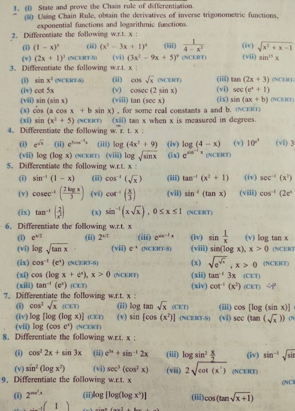 i State And Prove The Chain Rule Of Differentiation Filo