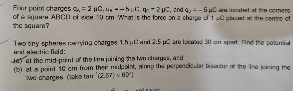 Four Point Charges Qa 2μcqb −5μcqc 2μc And Qd −5μc Are Located At