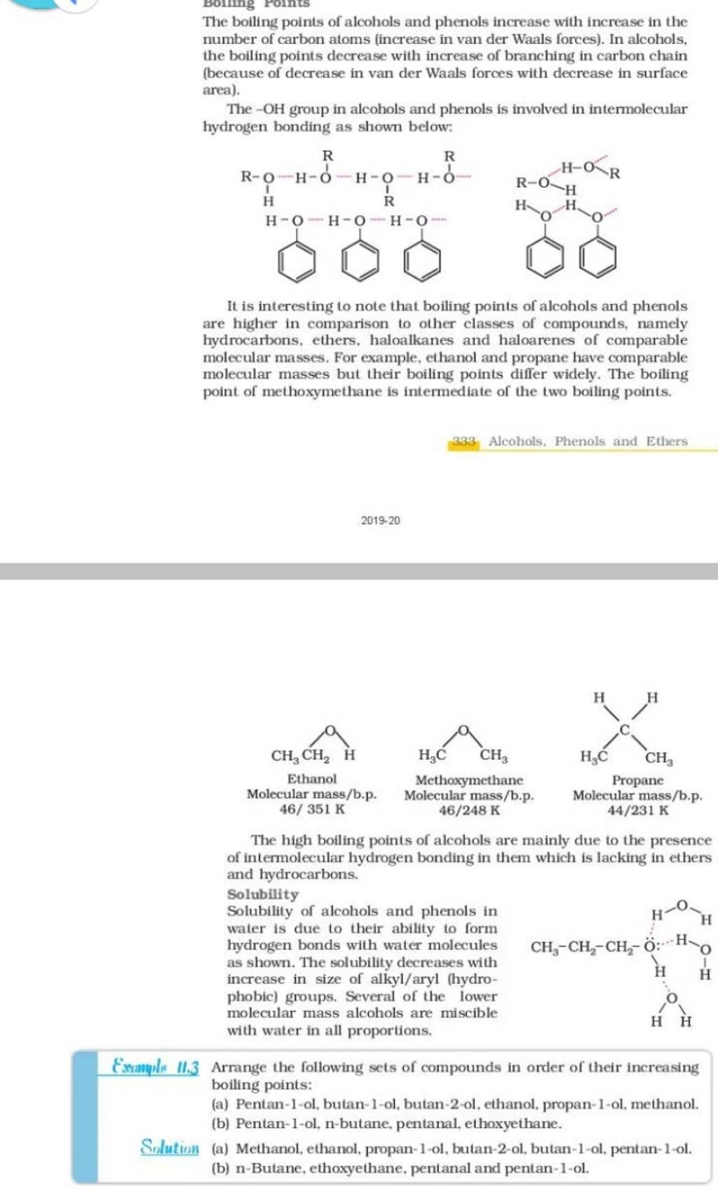The Boiling Points Of Alcohols And Phenols Increase With Increase In The 