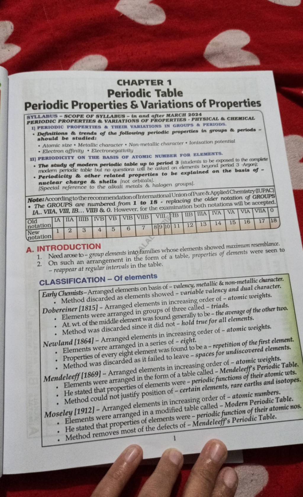 CHAPTER 1 Periodic Table Periodic Properties \& Variations of Properties