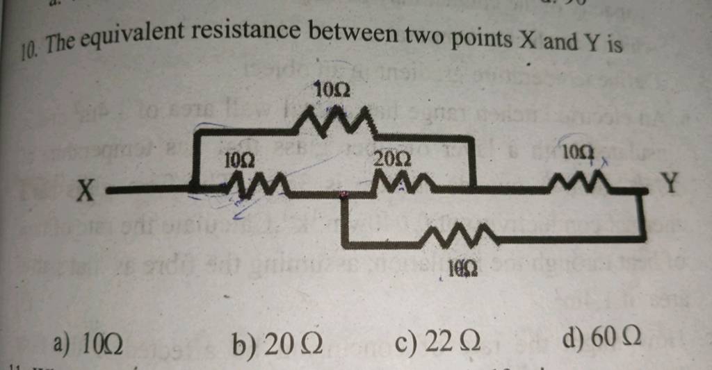 The equivalent resistance between two points X and Y is | Filo