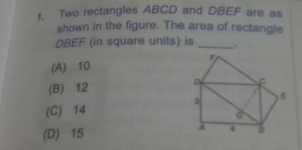 Two rectangles ABCD and DBEF are as shown in the figure. The area of rect..