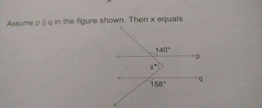 Assume p∥q in the figure shown. Then x equals | Filo