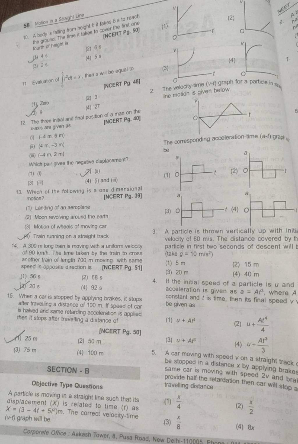 The three initial and final position of a man on the [NCERT Pg. 40] x-axi..