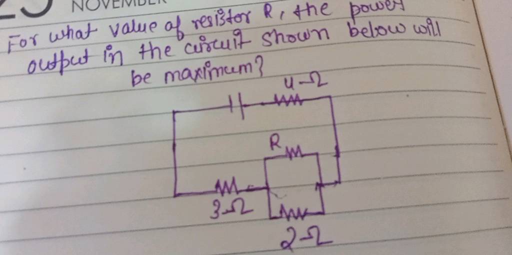 For what value of resistor R, the power output in the circuit shown below..