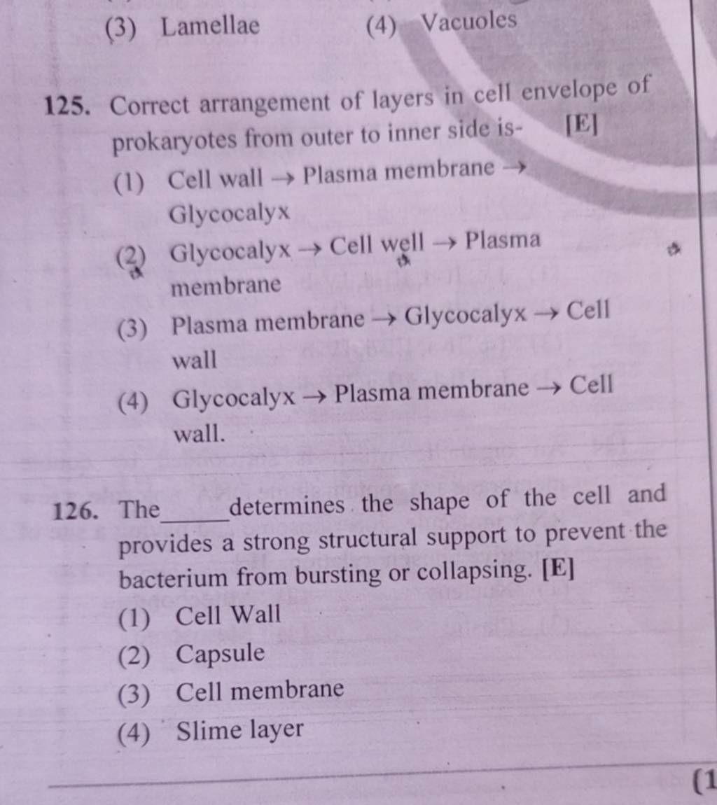 Correct arrangement of layers in cell envelope of prokaryotes from outer