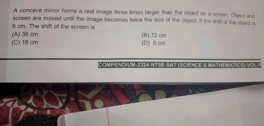 A concave mirror forms a real image three times larger than the object on.. A concave mirror forms a real image three times larger than the object on..