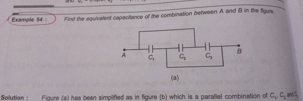 Example 54 : Find the equivalent capacitance of the combination between A.. Example 54 : Find the equivalent capacitance of the combination between A..