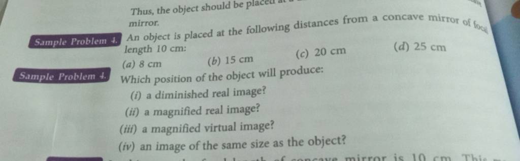Sample Problem length 10 cm : (a) 8 cm (b) 15 cm (c) 20 cm (d) 25 cm Samp..