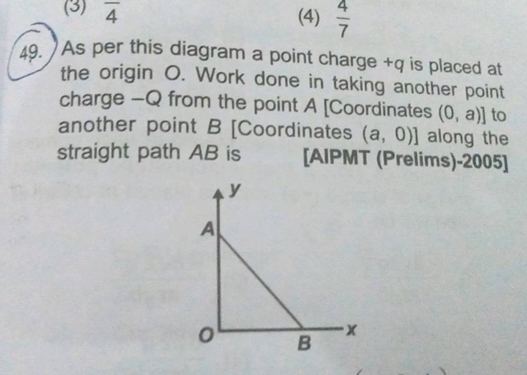 49. As per this diagram a point charge +q is placed at the origin O. Work..