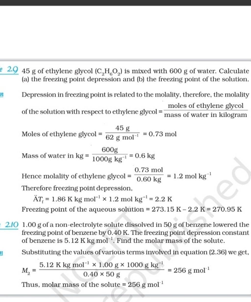Freezing Point Depression Constant