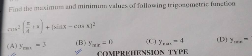 Find The Maximum And Minimum Values Of Following Trigonometric Function C