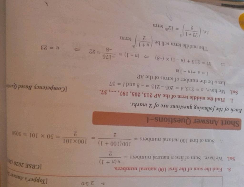 8 Find The Sum Of The First 100 Natural Numbers Sol We Have Sum Of Fi 