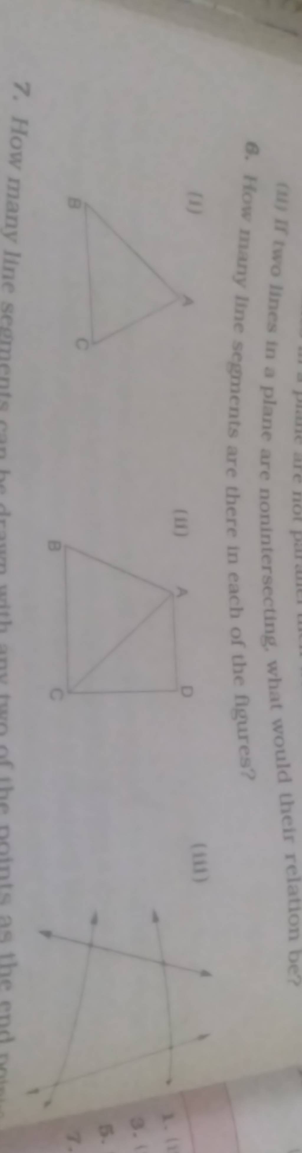 6. How many line segments are there in each of the figures? (ii) (111)