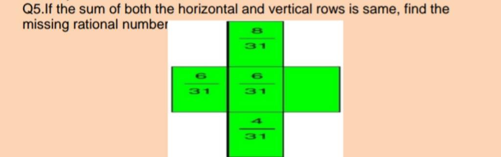 Q5.If the sum of both the horizontal and vertical rows is same, find the