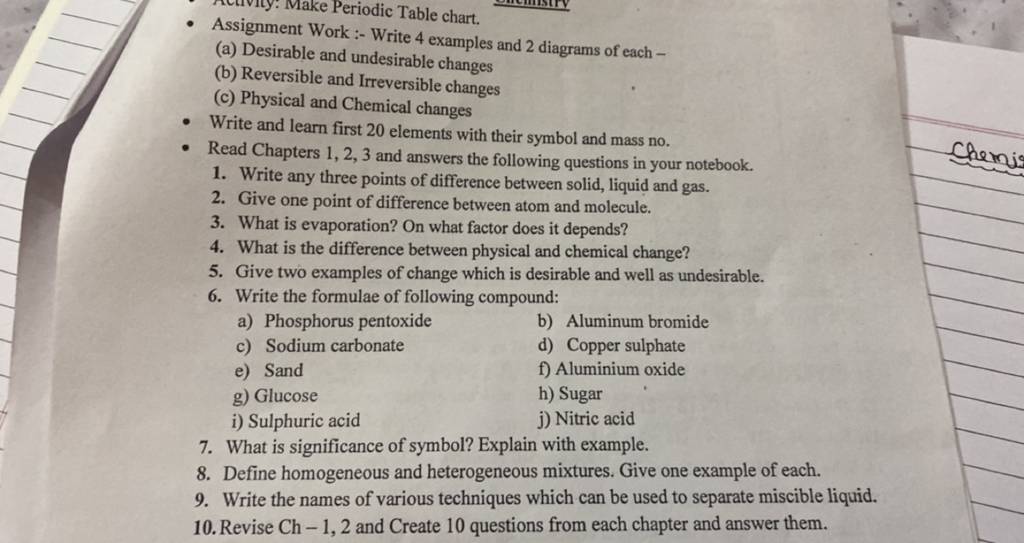 Undesirable Changes Examples