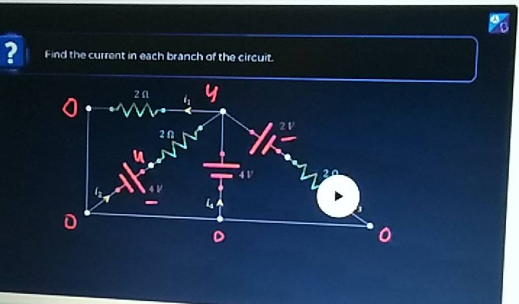 ? Find the current in each branch of the circuit. 20 tw 4 the | Filo