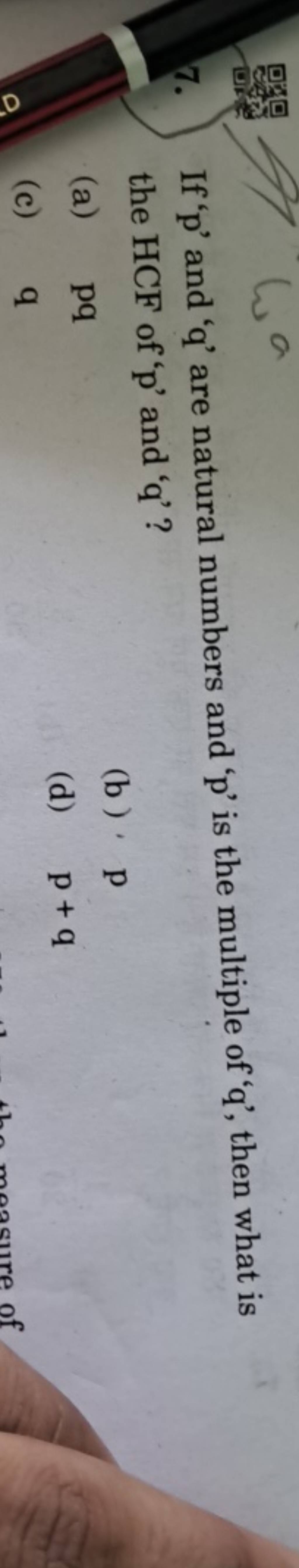 If ' p ' and ' q ' are natural numbers and ' p ' is the multiple of ' q