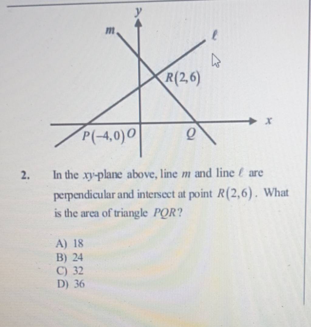 In The Xy Plane Above Line M And Line ℓ Are Perpendicular And Intersect
